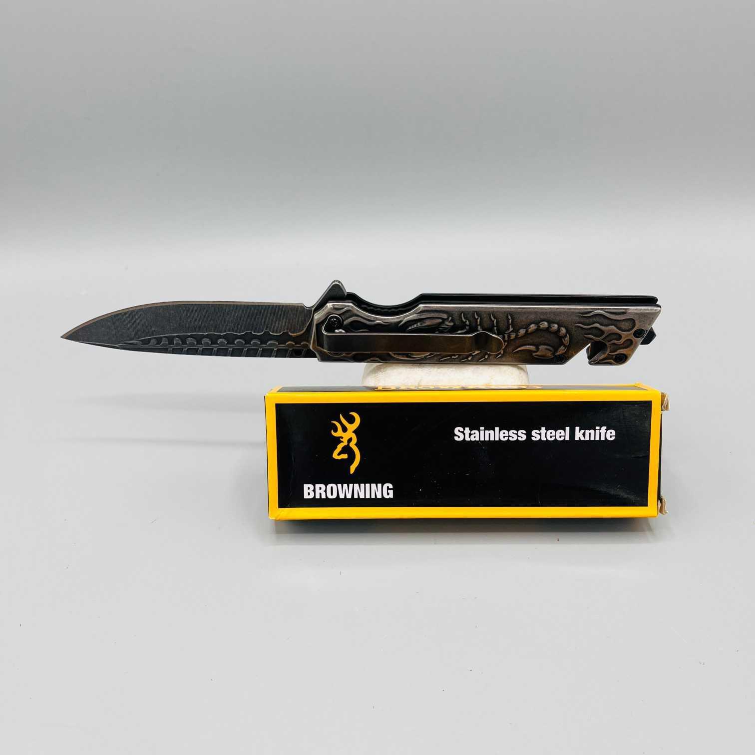 Browning Stainless Steel Knife | Folding Survival Knife with 3.6 Inches – khan American Tools